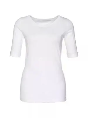 MARCCAIN Scoop Neck Turn-up Sleeve T-shirt - White