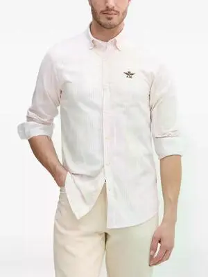 AERONAUTICA MILITARE Vertical-stripe Logo-embroidered Shirt - White