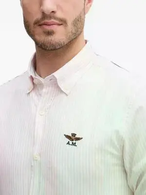 AERONAUTICA MILITARE Vertical-stripe Logo-embroidered Shirt