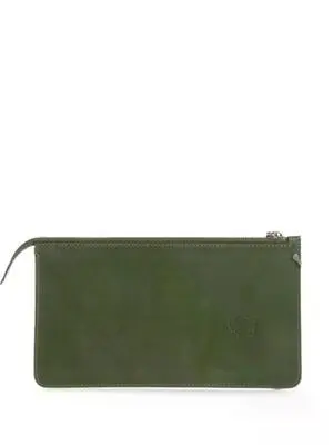 Il Bisonte Logo-debossed Leather Cardholder - Green
