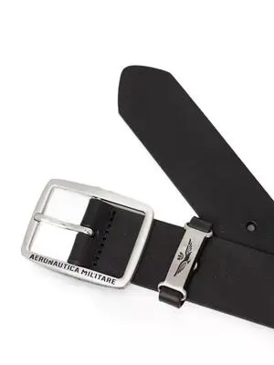 AERONAUTICA MILITARE Logo-engraved Leather Belt - Black