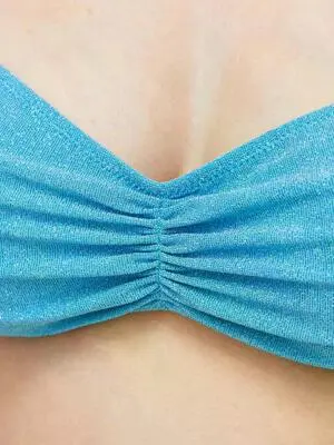 MC2 SAINT BARTH Levante Glitter Ruched Bikini Top