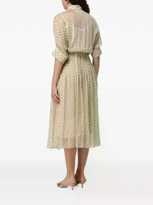 CRIDA MILANO Wimbledon Polka-dot Silk Midi Dress