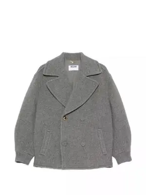 Moschino Double-breasted Heart-motif Wool Jacket - Grey