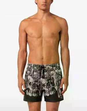 Philipp Plein Skull Hotel Graphic Swim Shorts - Black