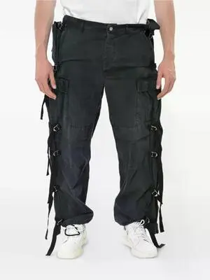 MAGLIANO Ripstop Texture Straight-leg Trousers With Strap Detailing - Black