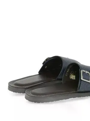 Corneliani Hammered-leather Double-buckle Sandals