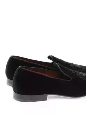 Corneliani Embroidered Velvet Loafers