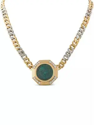 BVLGARI 18k Yellow Diamond Pavé-set Ancient Roman Coin Octagonal Pendant Necklace