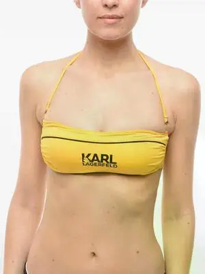 Karl Lagerfeld Logo-print Bandeau Bikini Top - Yellow