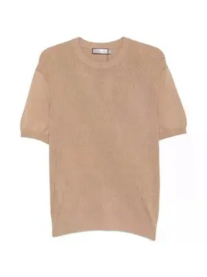 Canali Diamond-knit Short-sleeve T-shirt - Neutrals