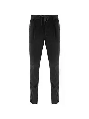 Tagliatore Drawstring-waist Corduroy Trousers - Black