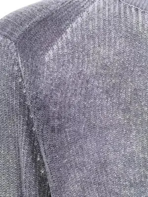 Emporio Armani Ribbed Virgin Wool Sweater With Mélange Print - Grey