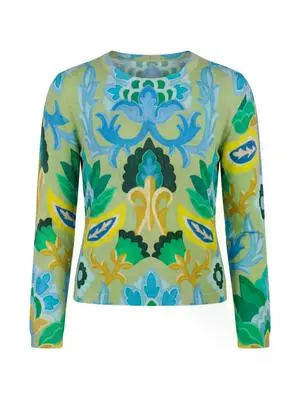 IN BED WITH YOU Floral-print Long-sleeve Sweater - Green