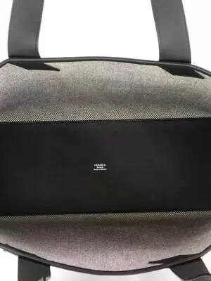 Hermès Cabas H En Biais Canvas With Leather 40 Tote Bag