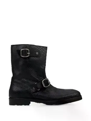 JIMMY CHOO Buckle-fastening Snakeskin Boots - Black