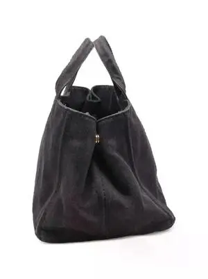 Prada Logo Print Denim Tote Bag
