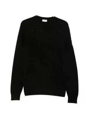 Moncler Logo-patch Waffle-knit Sweater - Black
