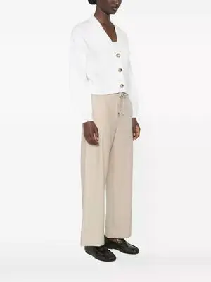 ALLUDE Ribbed-trim V-neck Cardigan