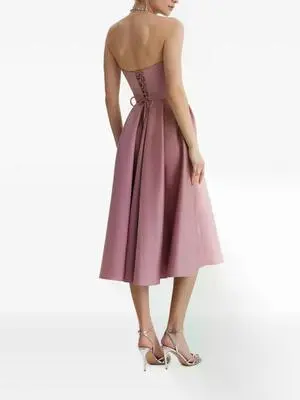FRAMBOISE Strapless Panel Bodice Dress With Pleated Skirt