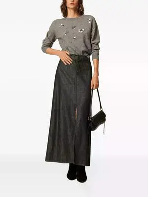 TWINSET Long Flowing Denim Skirt