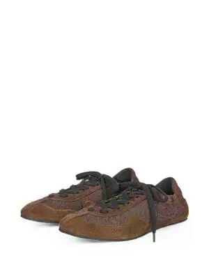 Cecilie Bahnsen Blaise Floral-embroidered Sneakers - Brown