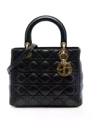 Dior 2011 Medium Lambskin Cannage Lady Satchel - Black