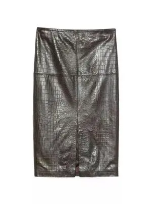 Federica Tosi Crocodile-effect Leather Midi Skirt - Brown