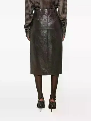 Federica Tosi Crocodile-effect Leather Midi Skirt