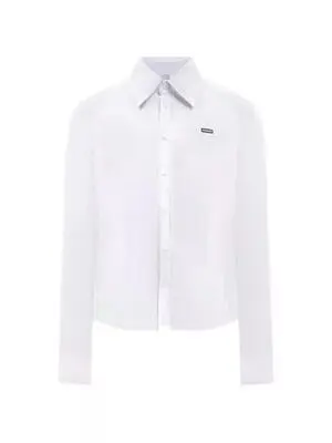 Vetements Logo-patch Button-up Shirt - White