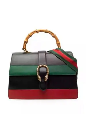 Gucci Calfskin Bamboo Web Dionysus Satchel - Black