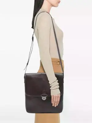 Loewe 2011 Leather Anagram Flap Crossbody Bag - Brown