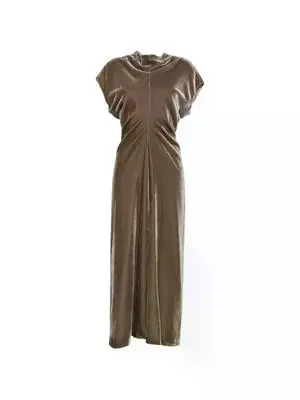 Agnona Velvet Ruched-waist Maxi Dress - Green