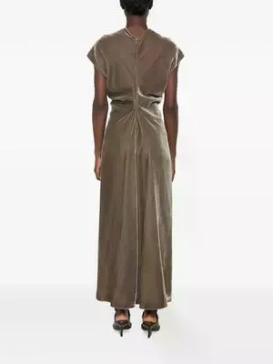 Agnona Velvet Ruched Waist Maxi Dress
