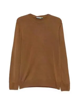 Canali Crew Neck Long Sleeve Fine Knit Sweater - Brown