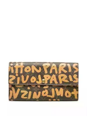 LOUIS VUITTON 2001 Stephen Sprouse Monogram Graffiti Porte Monnaie Credit Long Wallets - Brown