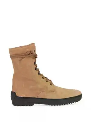 TOD'S Lace-up Suede Boots - Neutrals