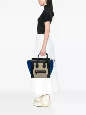 Celine Mini Luggage Tote Bag In Calfskin And Suede - Multicolour