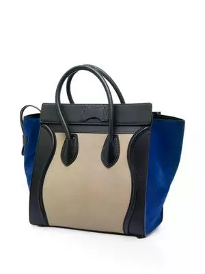 Celine Mini Luggage Tote Bag In Calfskin And Suede - Multicolour