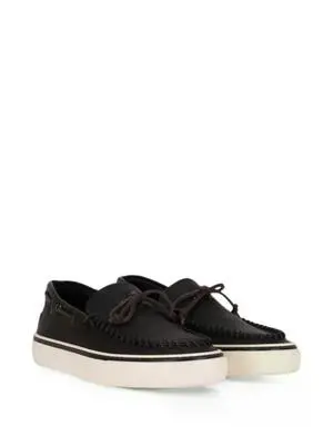 TOD'S Whipstitch-detail Leather Loafers - Black