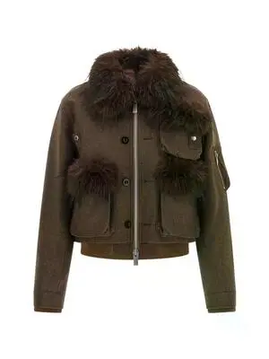 Sacai Faux-fur Wool Jacket