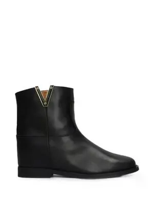 VIA ROMA 15 Logo-plaque Inner-wedge-heel Ankle Boots - Black
