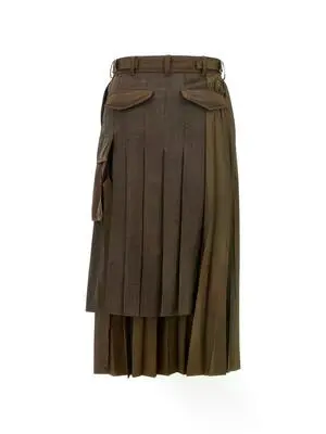 Sacai Asymmetrical Pleated Midi Skirt