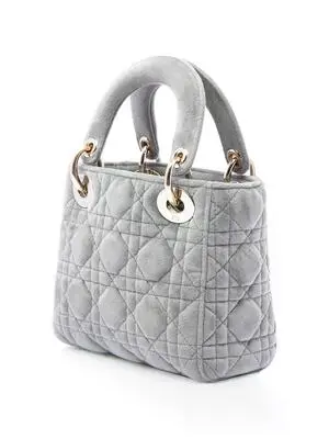 Dior Mini Velvet Cannage Lady Satchel - Grey