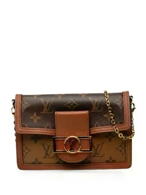 LOUIS VUITTON 2020 Monogram Reverse Dauphine Wallet On Chain Crossbody Bag - Brown