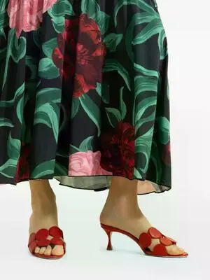 Manolo Blahnik Leather Appliqué Slip-on Sandals