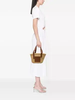 Loewe 2018 Small Raffia Anagram Basket Tote Bag - Neutrals