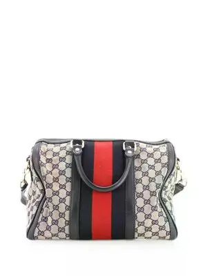 Gucci Vintage Web Boston Bag Gg Canvas Medium Satchel - Blue