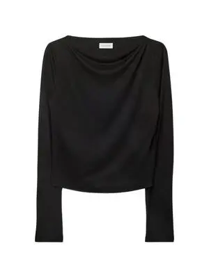 HOUSE OF DAGMAR Draped Long-sleeve T-shirt - Black
