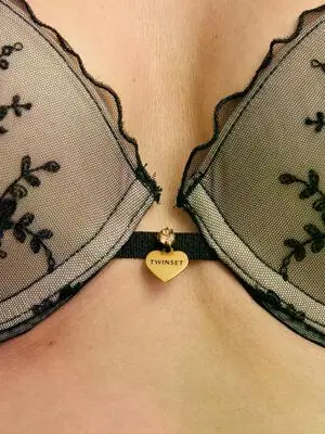 TWINSET Floral-embroidered Mesh Bra